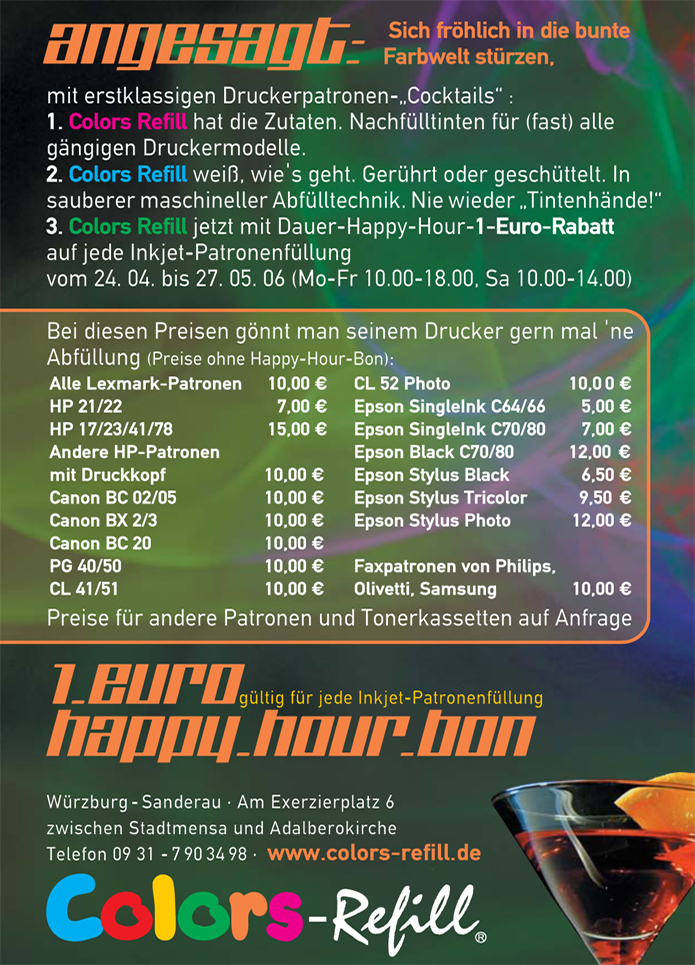 Colors Refill : Flyer » Artwork Kommunikationsdesign